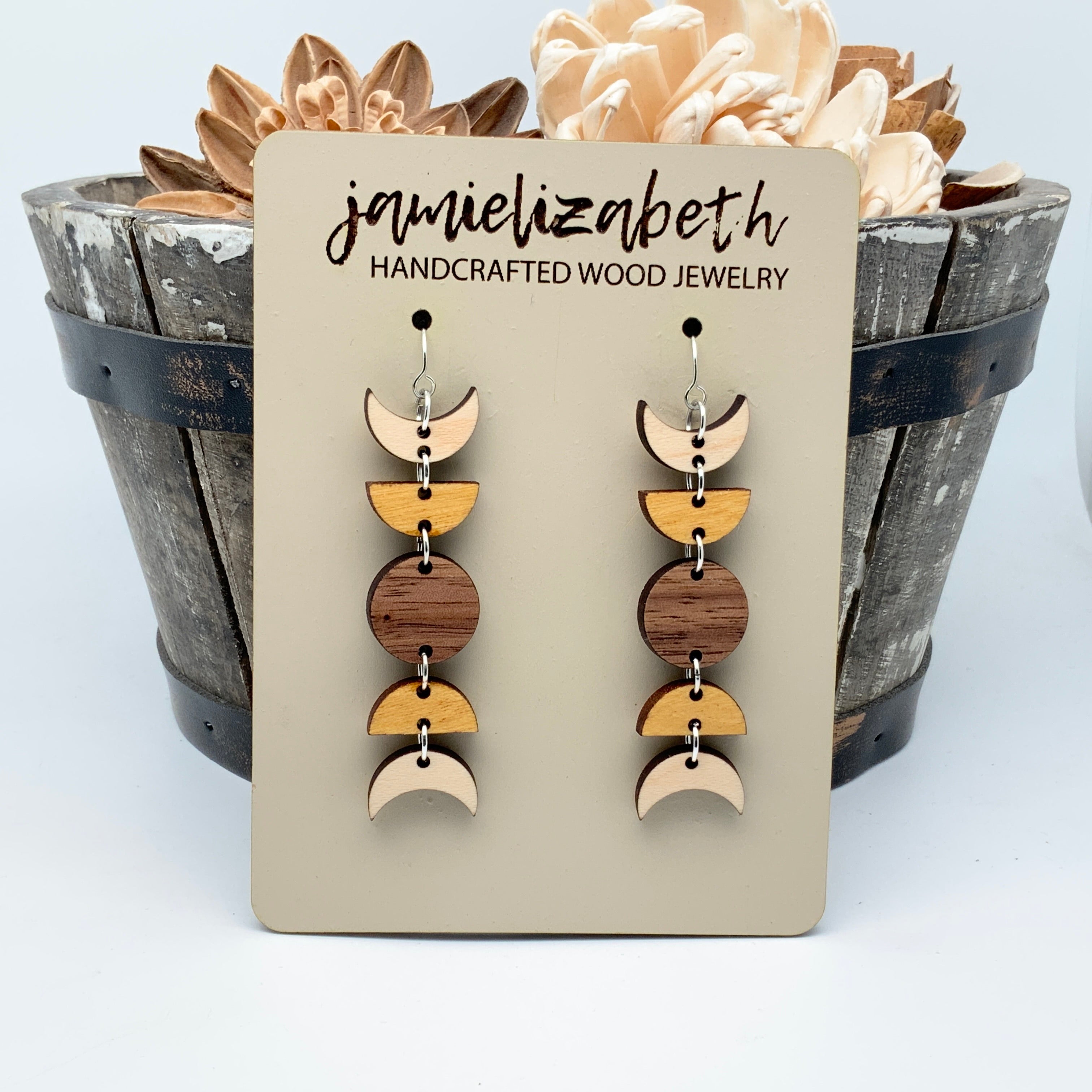 Phases of the Moon Wood Earrings (Vault) – Jamielizabeth