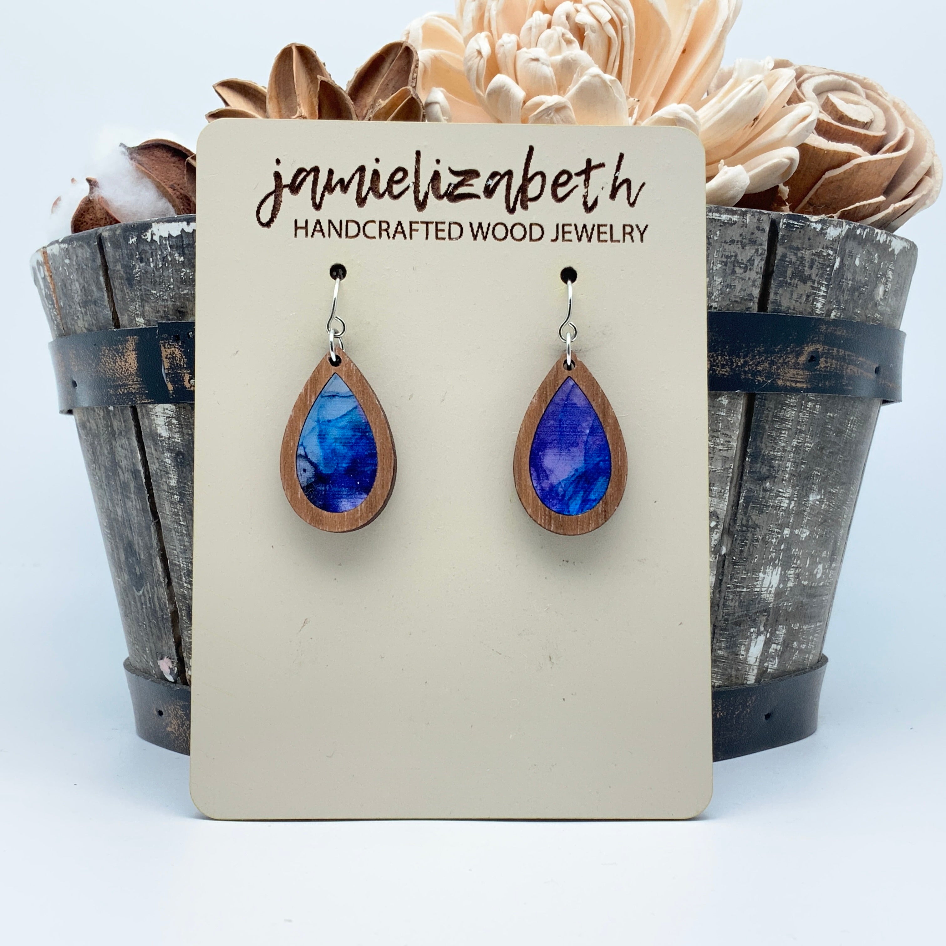 Limited 38 - Small - Hand Blue/Purple Painted in Walnut – Jamielizabeth