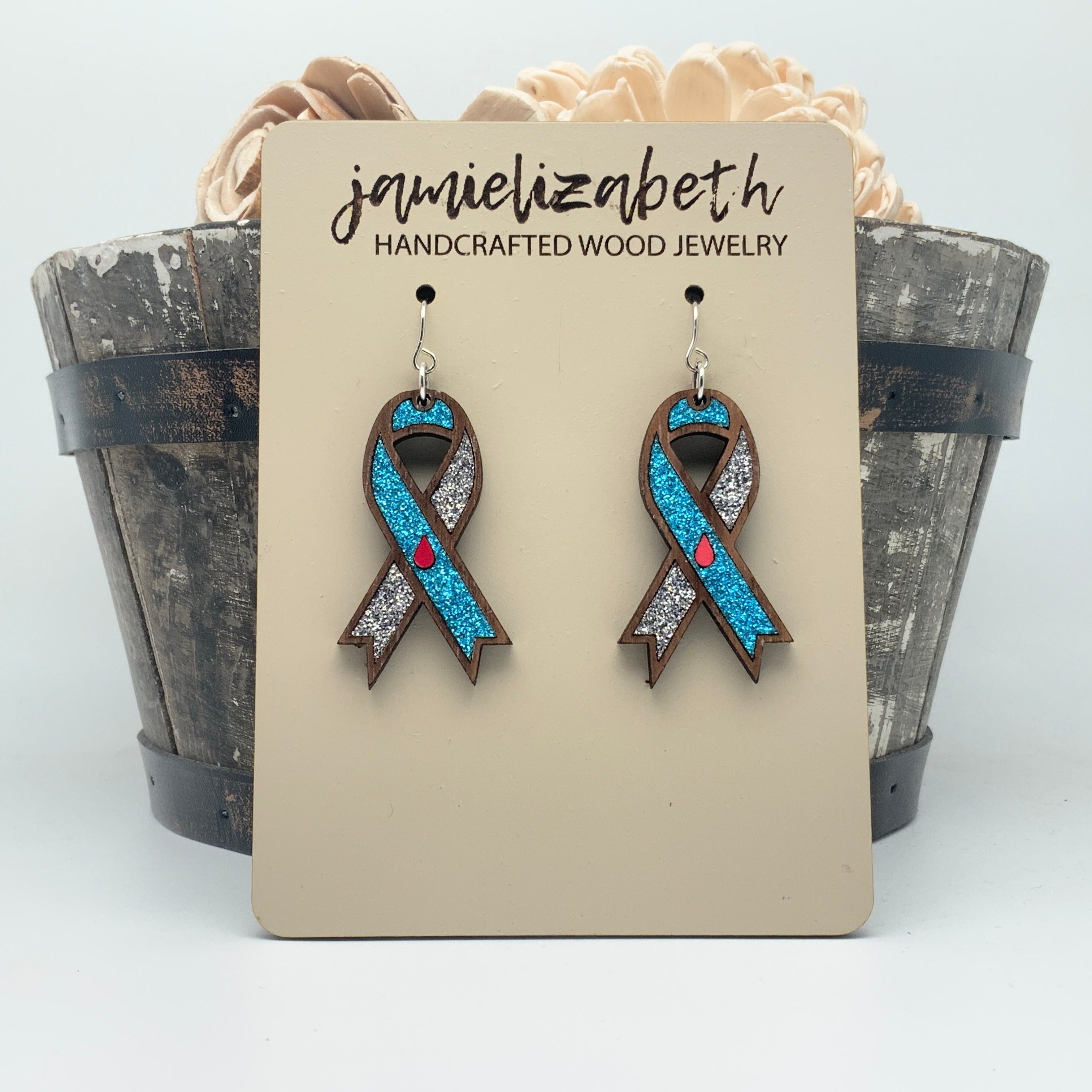 Type 1 Diabetes Awareness Ribbon Earrings – Jamielizabeth