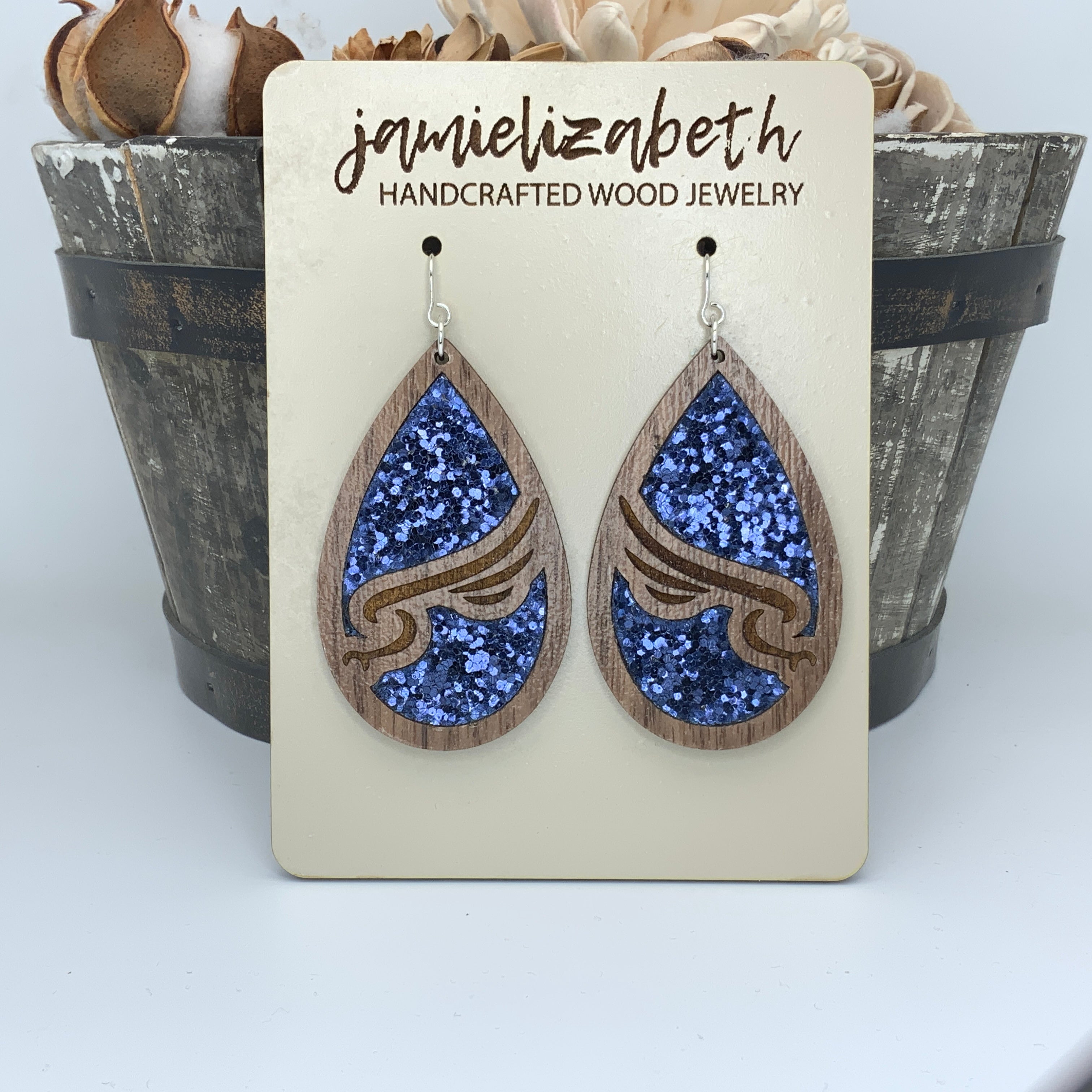 Lifegate Falcons Blue or Silver Glitter - Earrings – Jamielizabeth